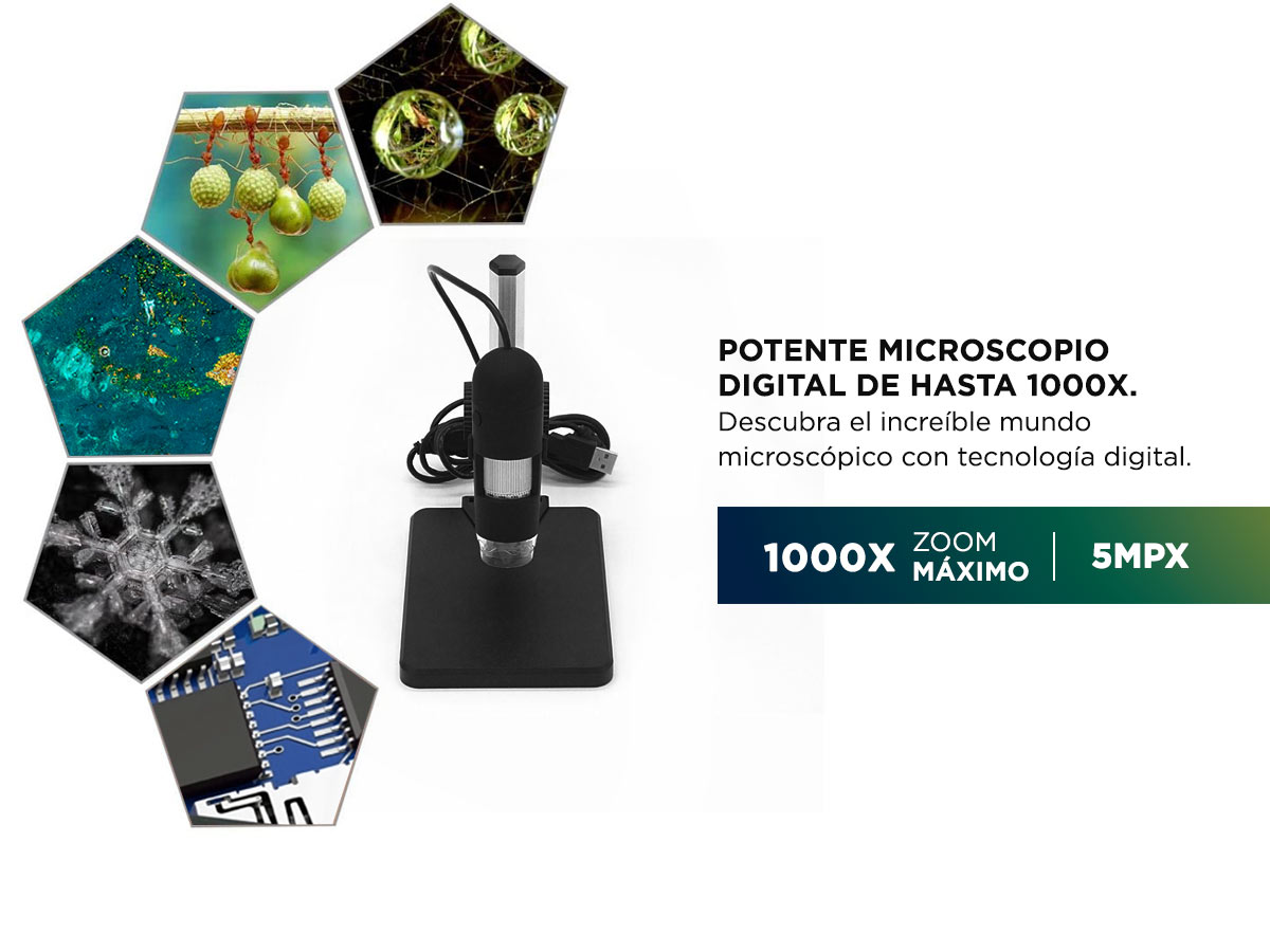 Microscopio Optico Digital Gadnic 1000x Electronico LED USB | Bidcom
