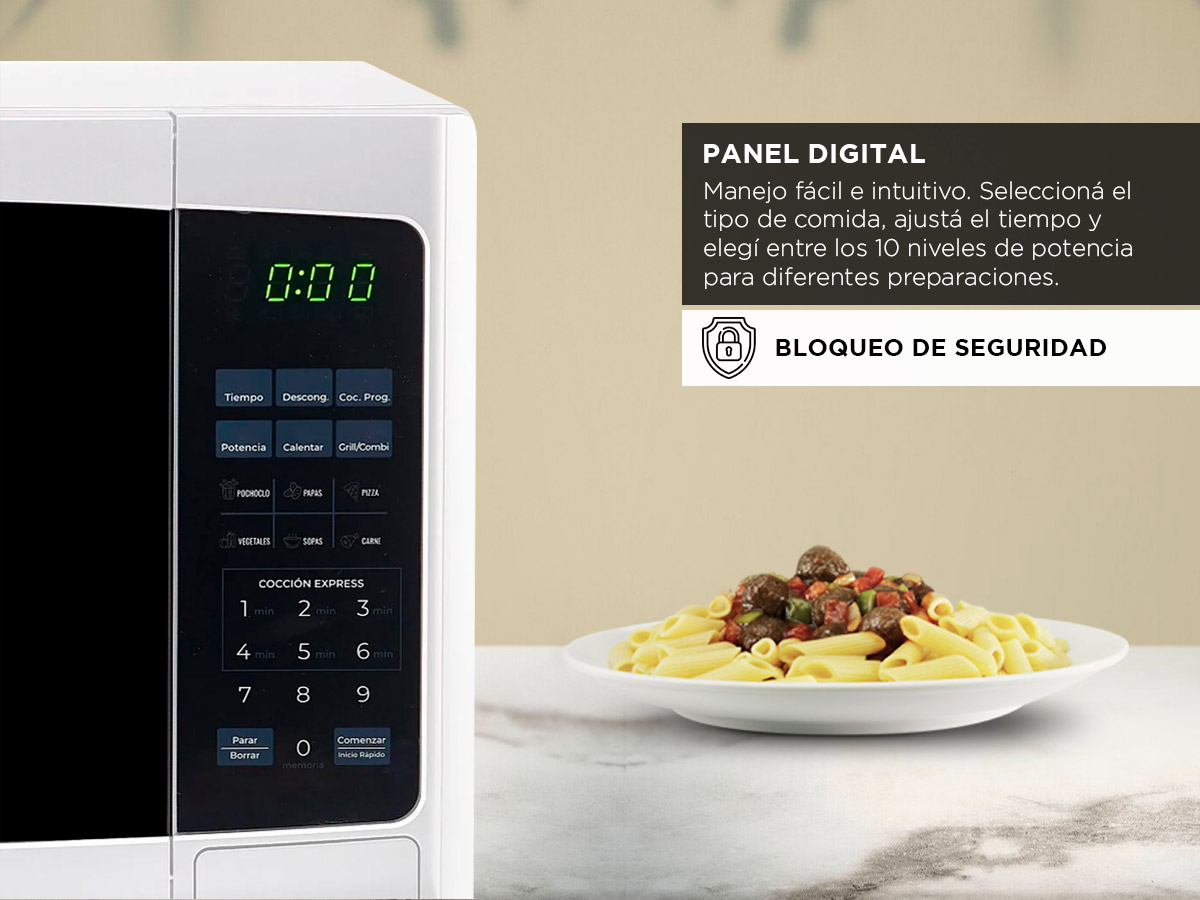 Microondas Grill BGH Quick Chef 28 litros B228DB9 Blanco | Bidcom