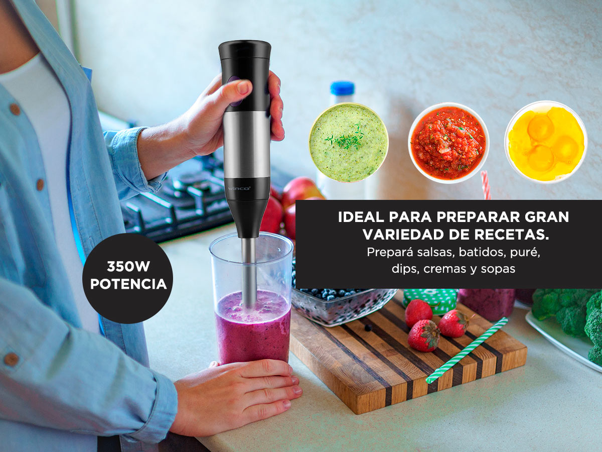 Batidora De Mano Mixer Minipimer Licuadora Winco W08 acero | Bidcom