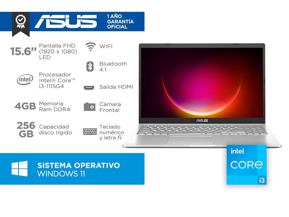 Notebook Asus X515EA Intel Core i3 4gb ssd 256gb Windows 11 | Bidcom