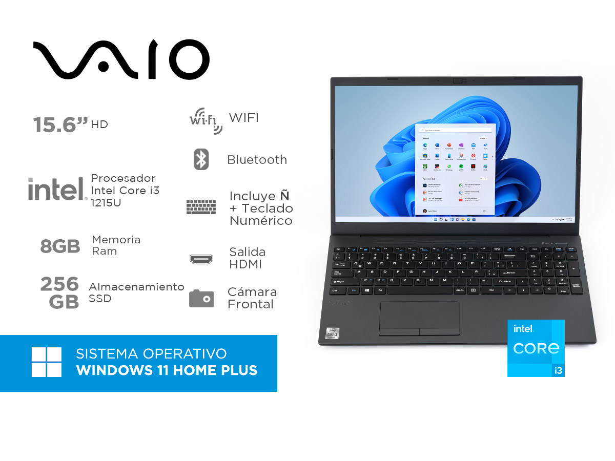 Notebook Vaio Fe15 15.6" Core i3 8gb ram 256gb ssd HD | Bidcom