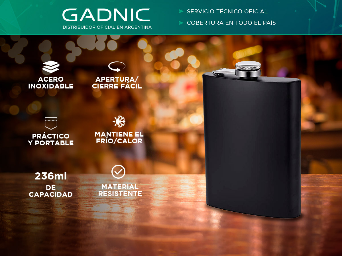 Petaca Whisky Gadnic Acero Inoxidable 236 ml | Gadnic