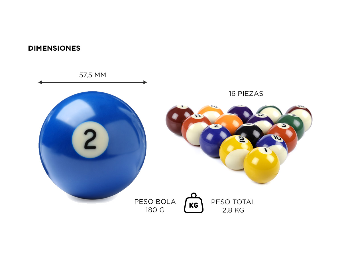 Juego De Bolas De Pool Gadnic Medida Profesional 575mm | Gadnic