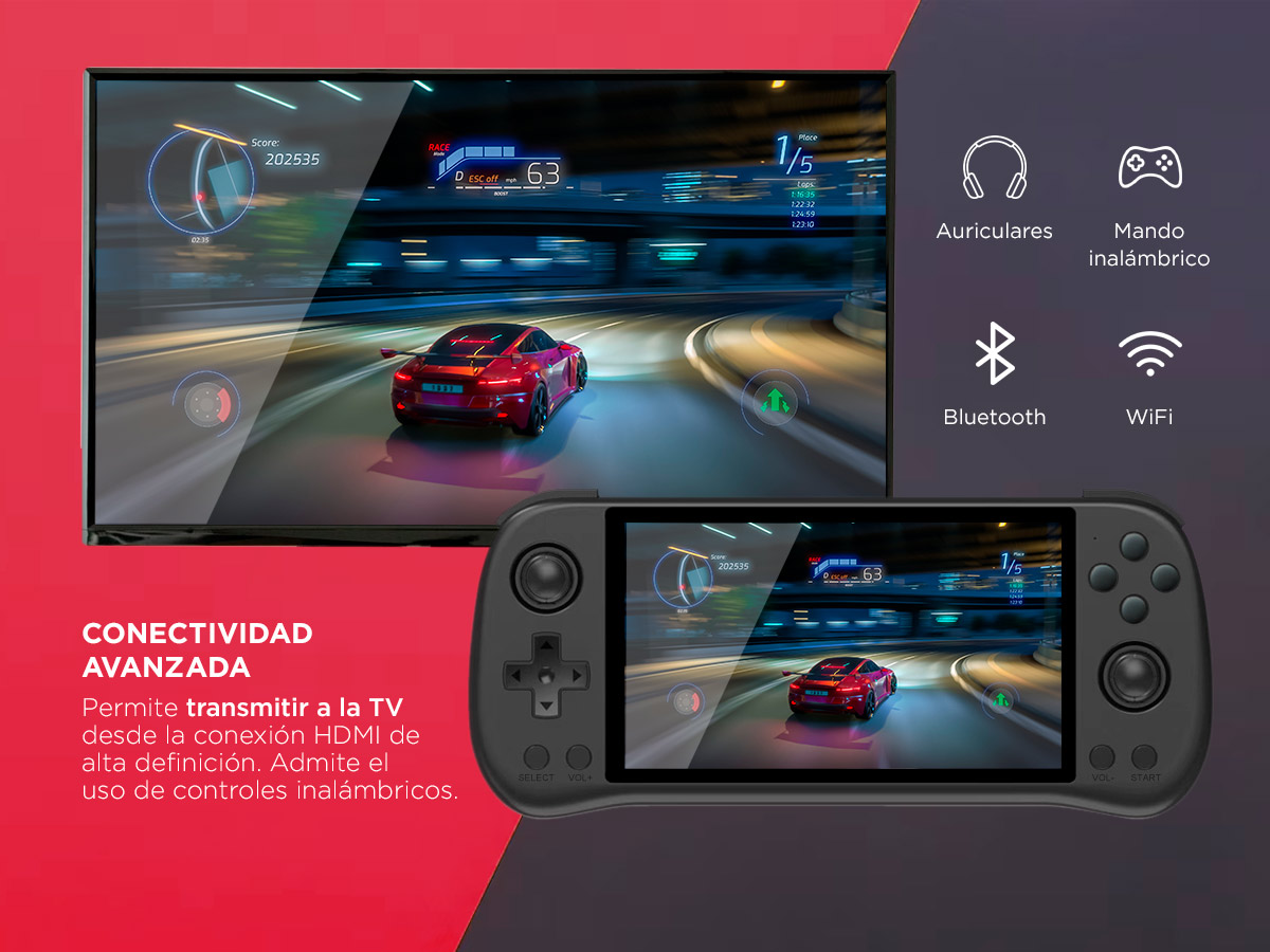 Consola de Juegos Portátil Powkiddy X55 Retro | Bidcom