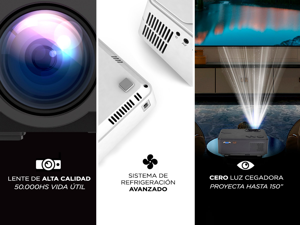 Proyector Gadnic Ultra Led 2000 Lúmenes HDMI USB VGA | Gadnic