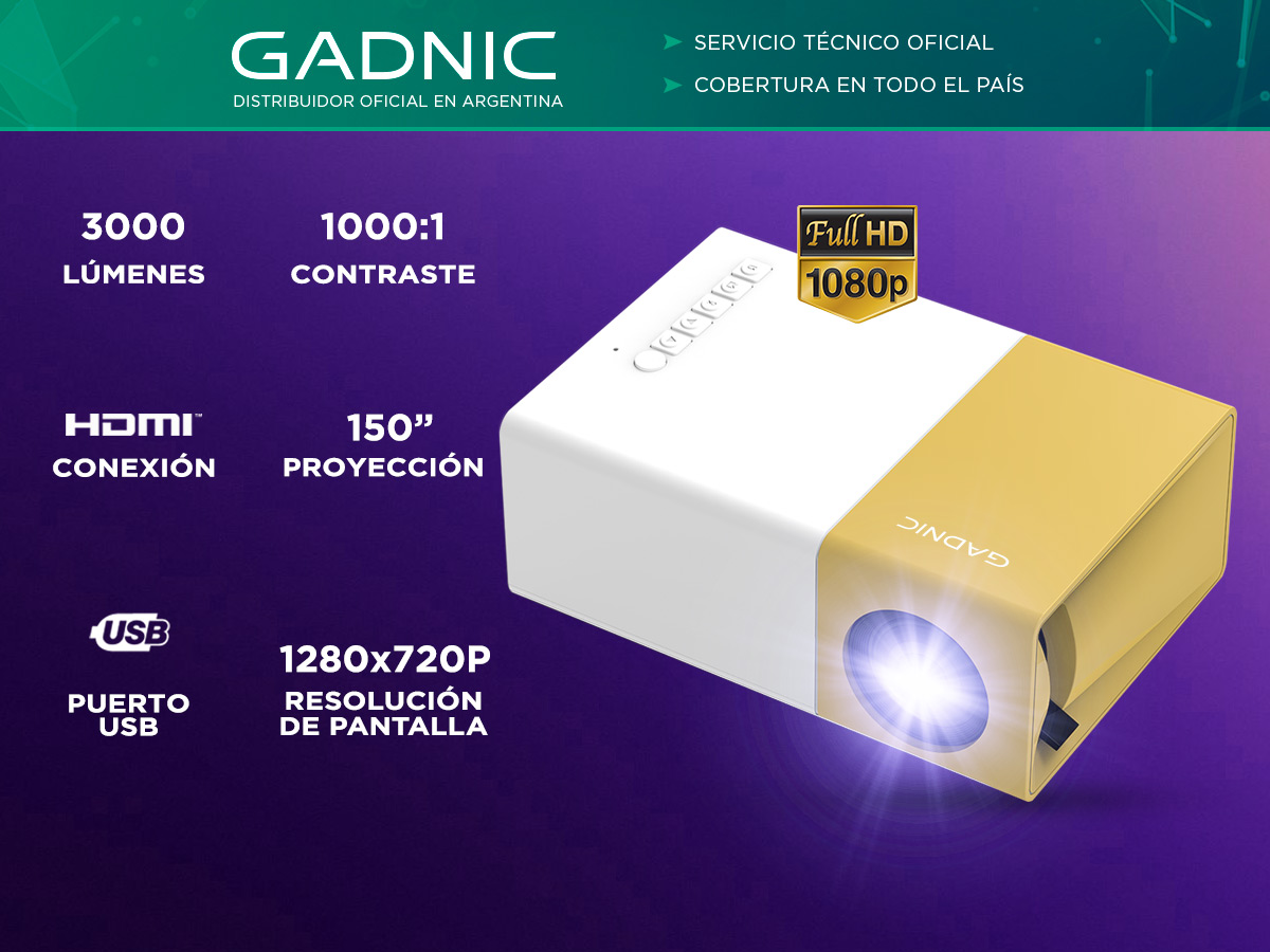Mini Proyector Portatil Gadnic VP400 3000 Lumens | Bidcom