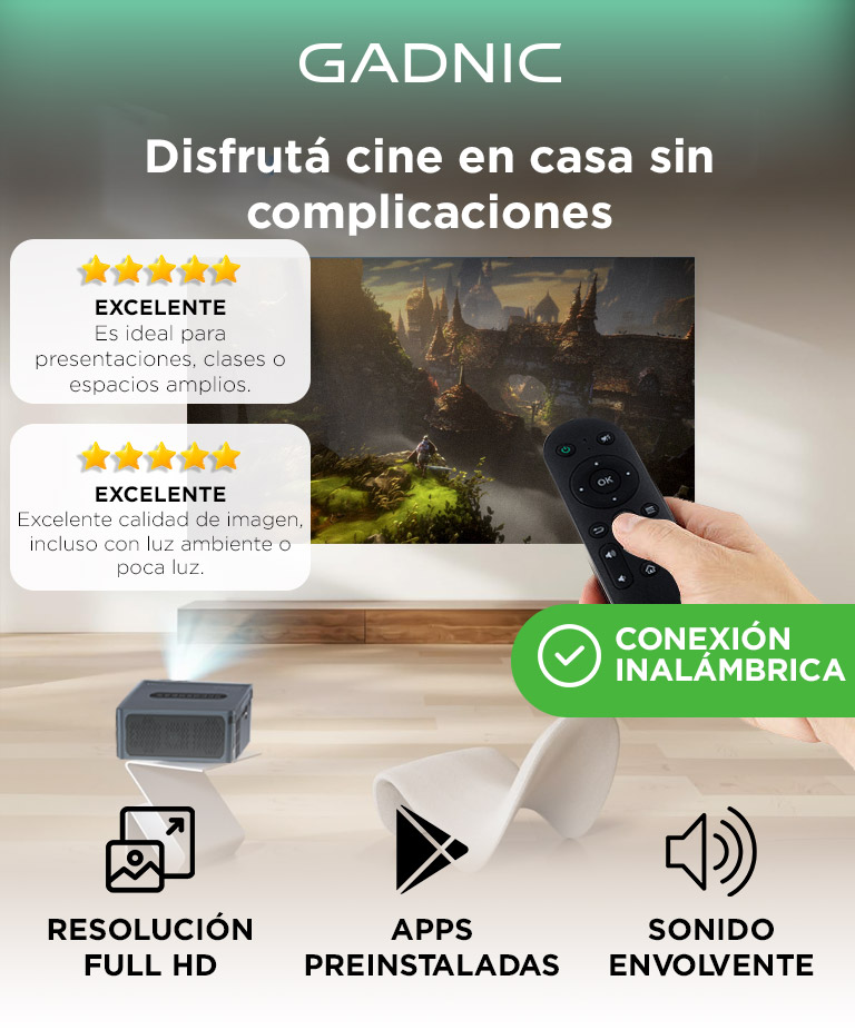 Proyector Gadnic 8000 Lumenes Sonido Envolvente | Gadnic