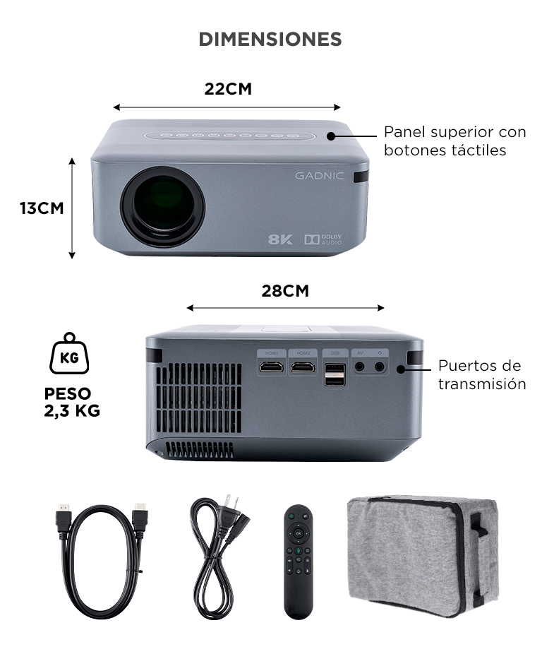 Proyector Gadnic 8000 Lumenes Sonido Envolvente | Bidcom
