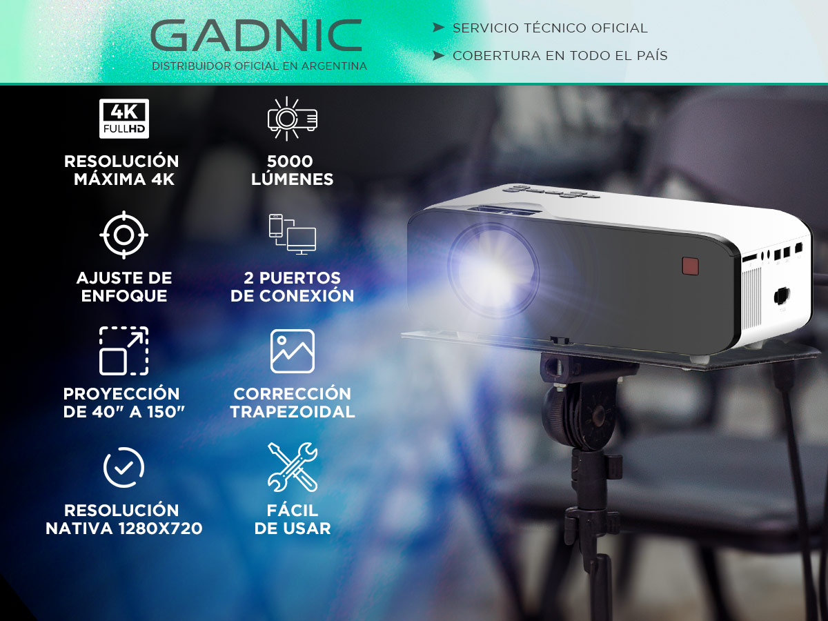 Proyector Gadnic MiniCine 4K 5000 Lúmenes Portátil 150 | Gadnic