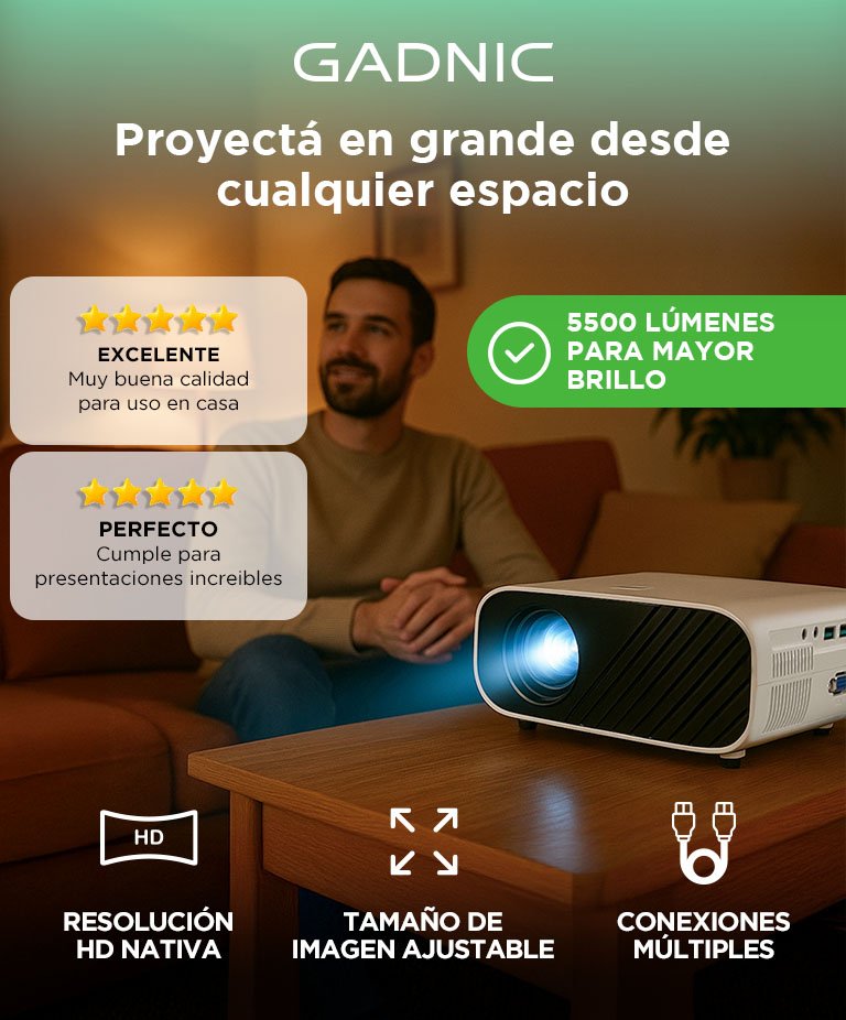 Proyector Portátil Gadnic 720P Full HD 5500 Lúmenes HDMI | Gadnic