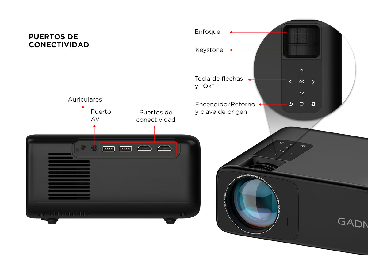 Proyector Gadnic Luminous Pro 6200 Lúmens Full HD Con Altavoz | Gadnic