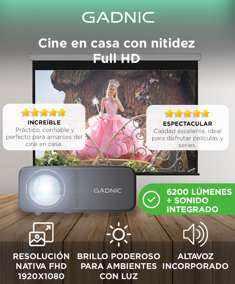 Proyector Gadnic Luminous Pro 6200 Lúmens Full HD Con Altavoz | Gadnic