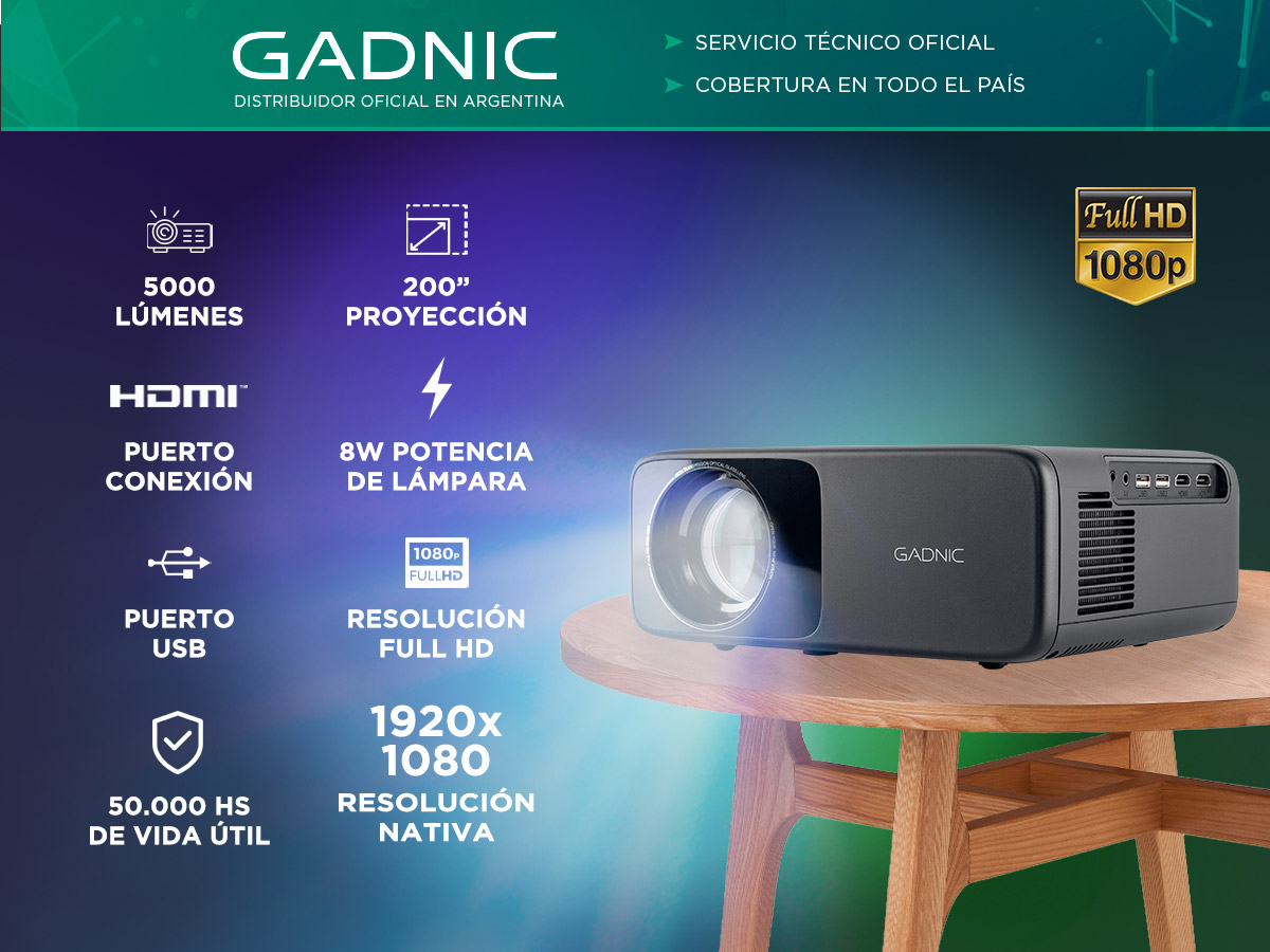 Proyector Gadnic 5000 Lumens Usb Hdmi | Gadnic