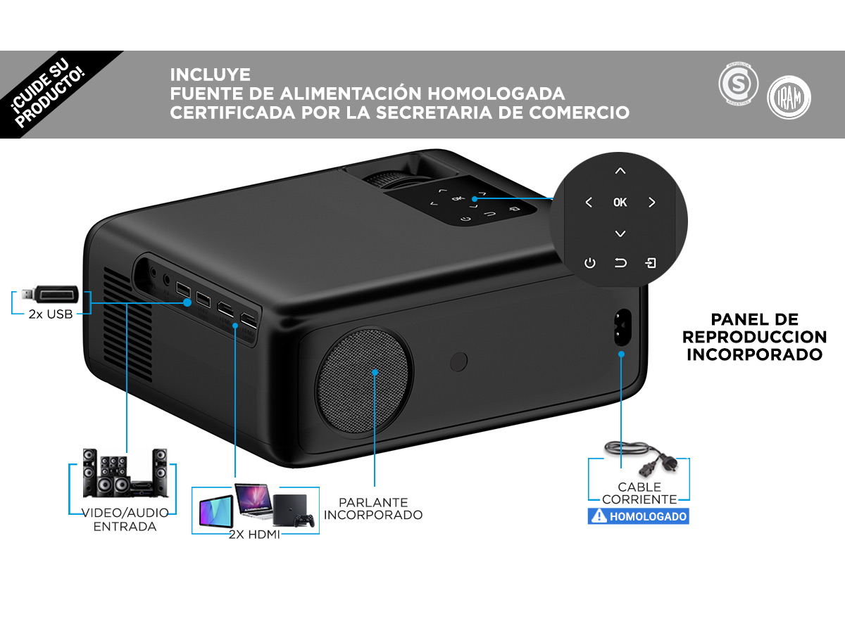 Proyector Gadnic 5000 Lumens Usb Hdmi Mirror | Gadnic