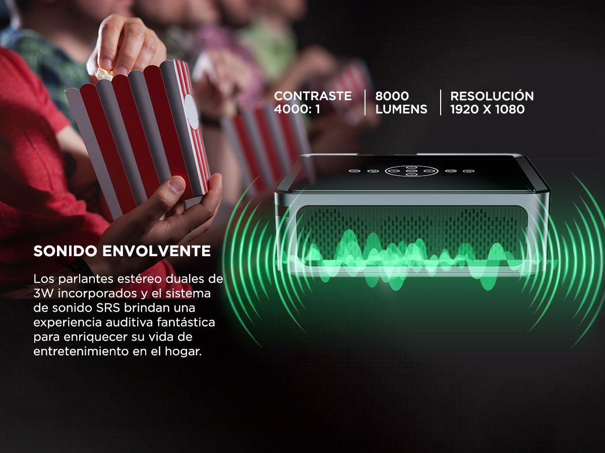 Proyector Gadnic Full HD 1080p LED 8000 Lúmenes WiFi Bluetooth | Gadnic