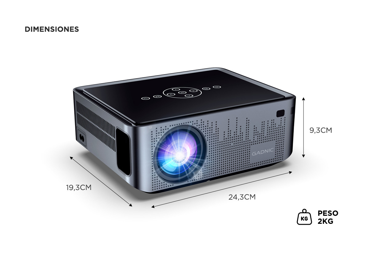 Proyector Gadnic Full HD 1080p LED 8000 Lúmenes WiFi Bluetooth | Gadnic