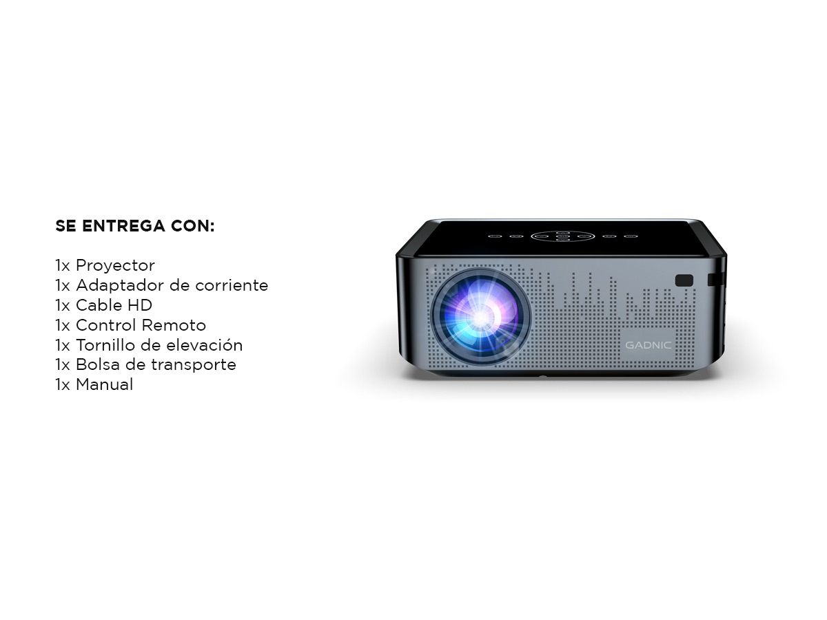 Proyector Gadnic Full HD 1080p LED 8000 Lúmenes WiFi Bluetooth | Gadnic
