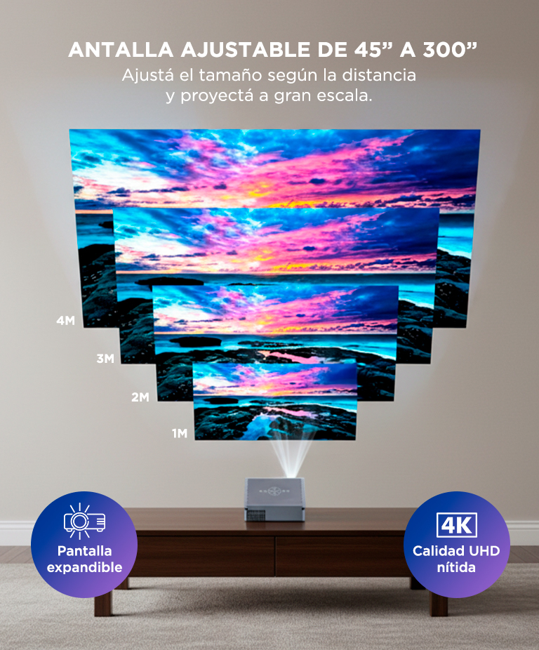 Proyector Gadnic Full HD 1080p LED 8000 Lúmenes WiFi Bluetooth | Gadnic