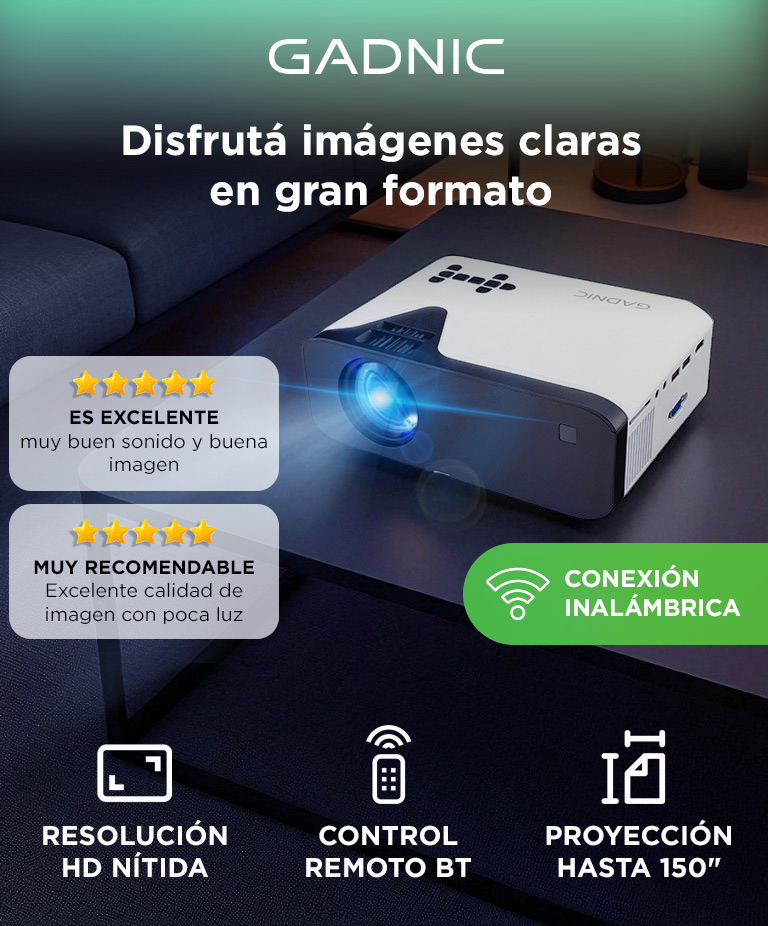 Proyector Portatil Gadnic P-3129 FHD Soporta 4K Bt Multi Conexion 7500 ...