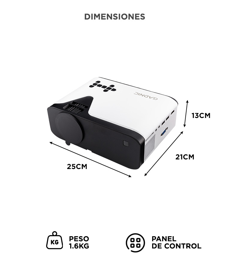 Proyector Portatil Gadnic P-3129 FHD Soporta 4K Bt Multi Conexion 7500 ...