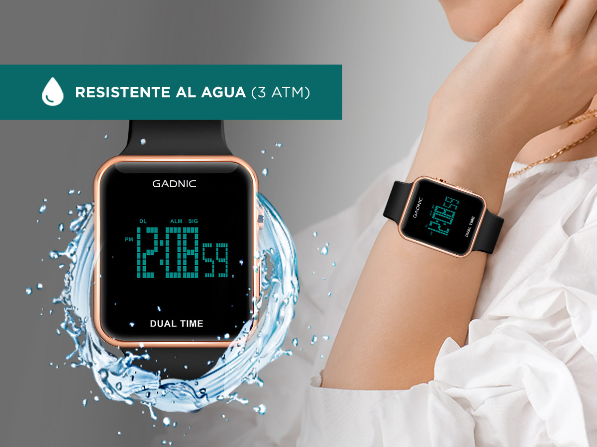 Reloj Digital Gadnic Unisex Gold 12Hs 24Hs Resistencia 3 ATM 36 mm | Bidcom