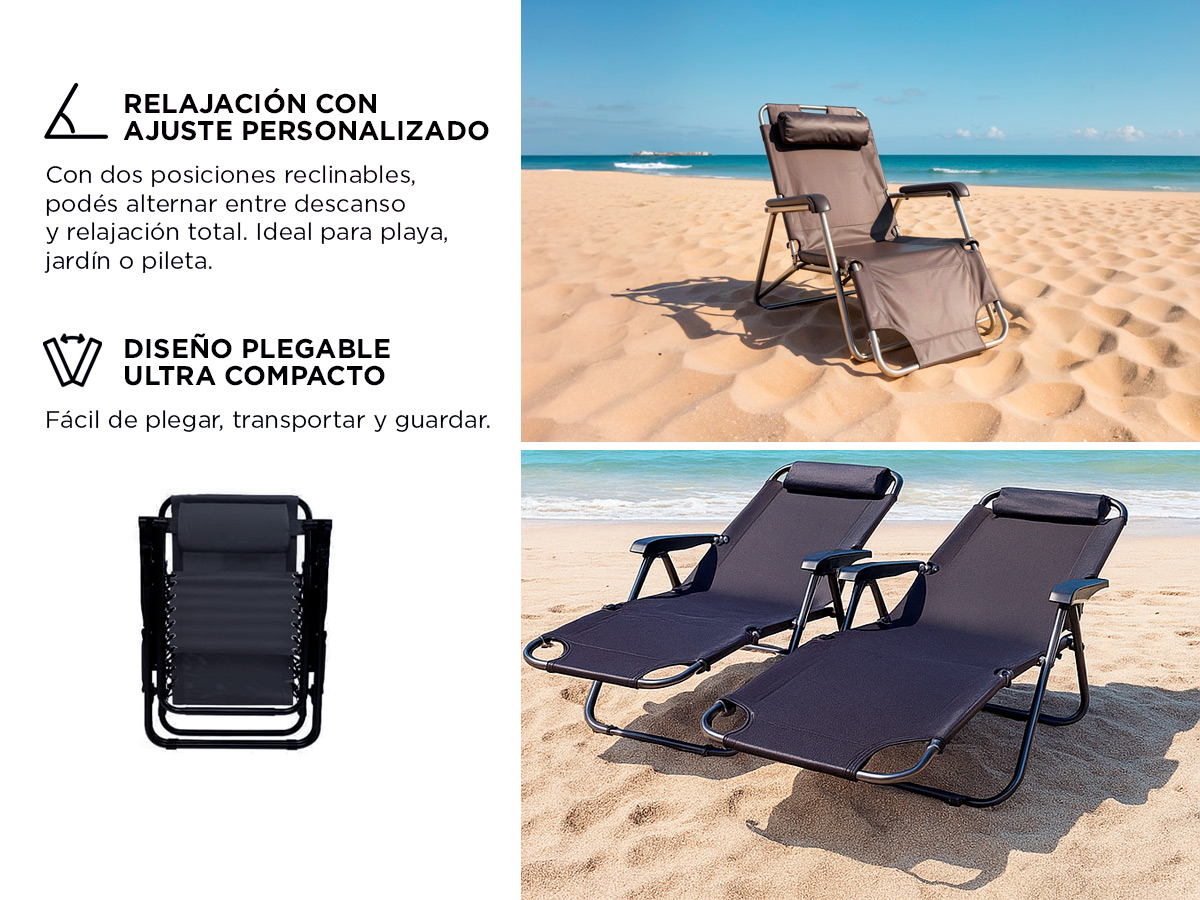 Reposera De Playa Reclinable Gadnic Plegable 2 Posiciones | Gadnic