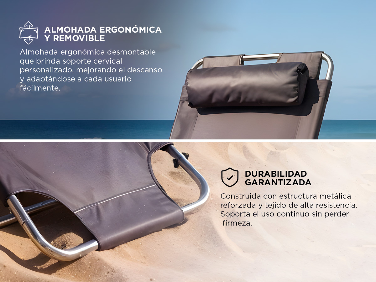 Reposera De Playa Reclinable Gadnic Plegable 2 Posiciones | Gadnic