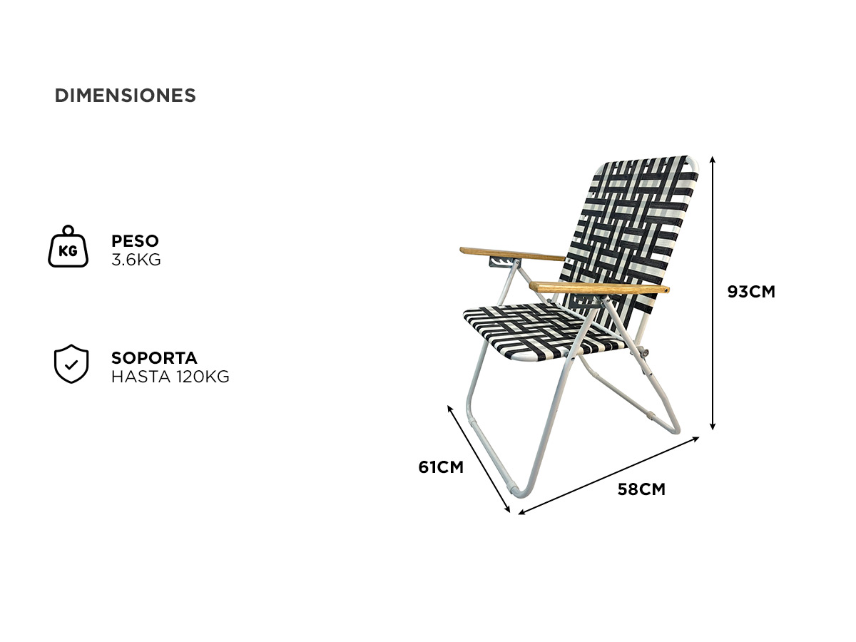 Reposera De Playa Plegable Gadnic 5 Posiciones Silla Con Apoyabrazo ...