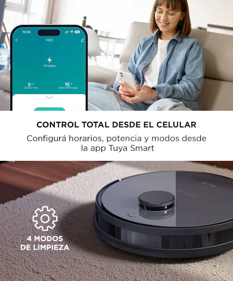 Aspiradora Robot Smart-Tek AVA PRO X Mapeo Láser Control Remoto App ...