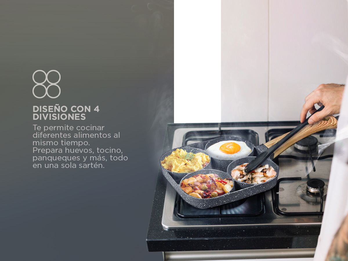 Sartén Antiadherente Cuk by Gadnic SAR1 Con Divisiones Ideal Desayuno ...