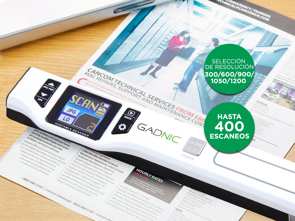 Scanner Portátil Gadnic TSN-670 1200DPI Recargable Pantalla Color 1,44 ...