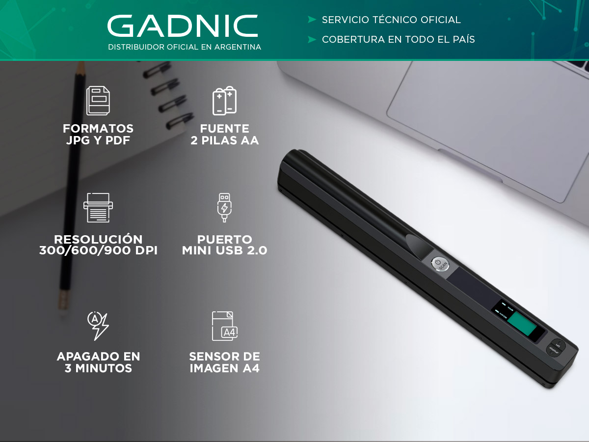 Scanner de Portatil Gadnic 900 DPI Recargable | Gadnic