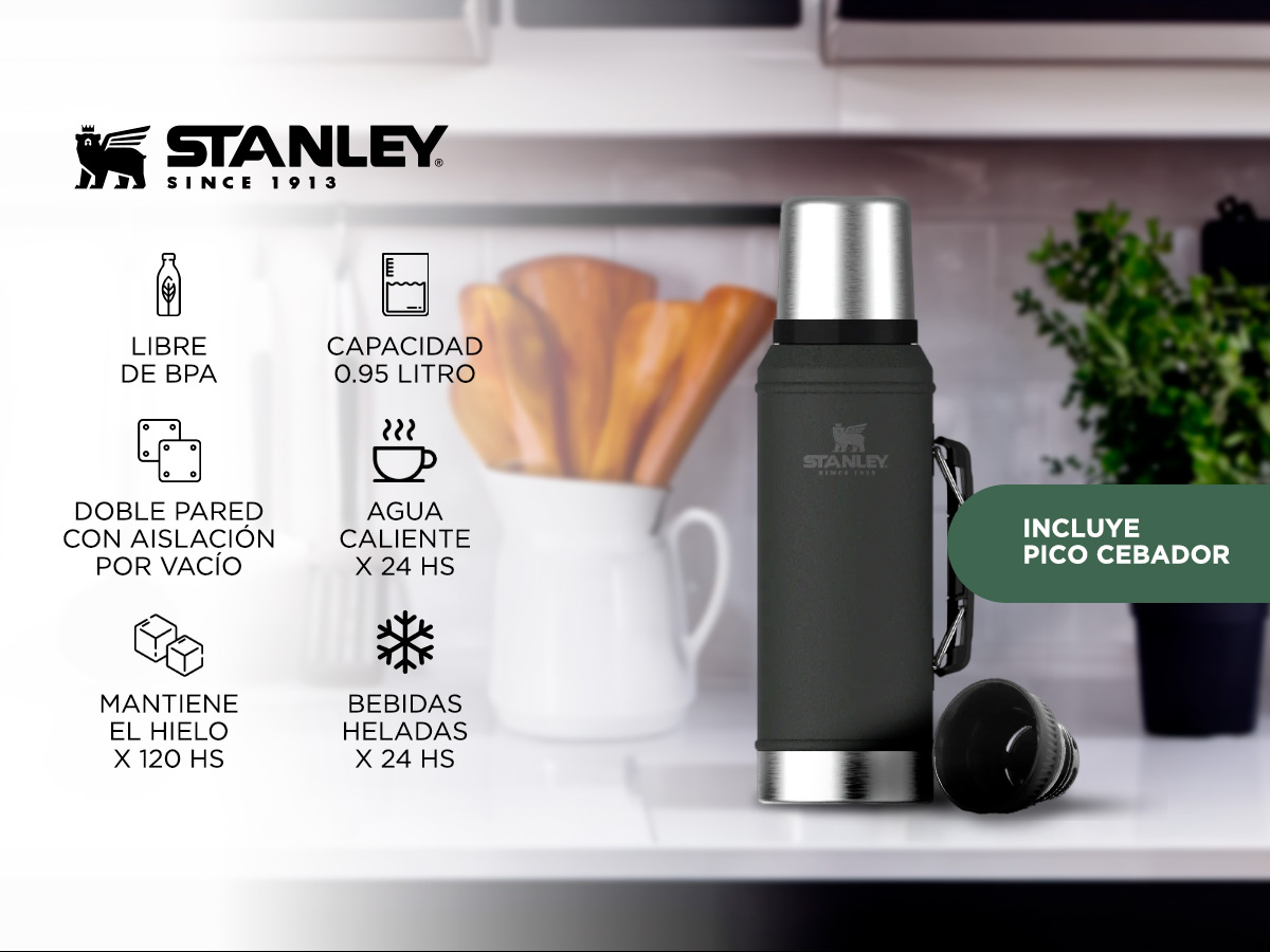 Termo Stanley Mate System Classic 950ml Negro Tapon Cebador Original ...