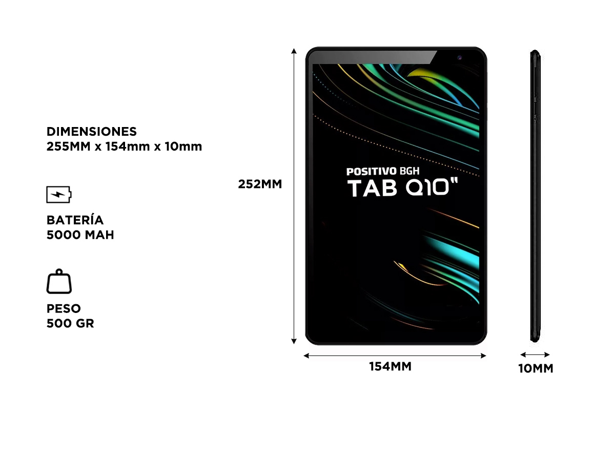 Tablet Positivo BGH TAB Q10 2gb Ram 64gb PIK123454 Android Negro | Bidcom