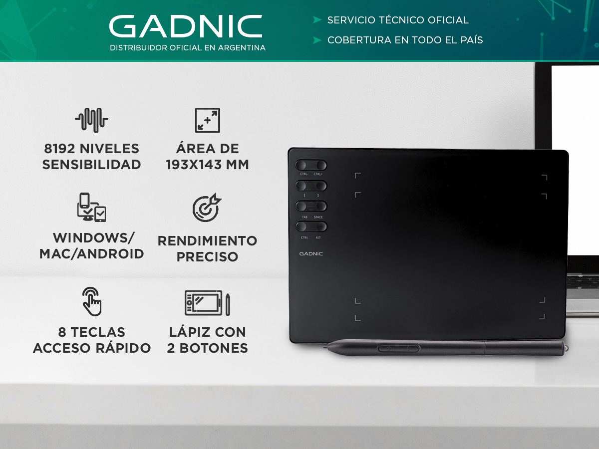 Tableta Gráfica Gadnic con Lápiz Óptico | Gadnic