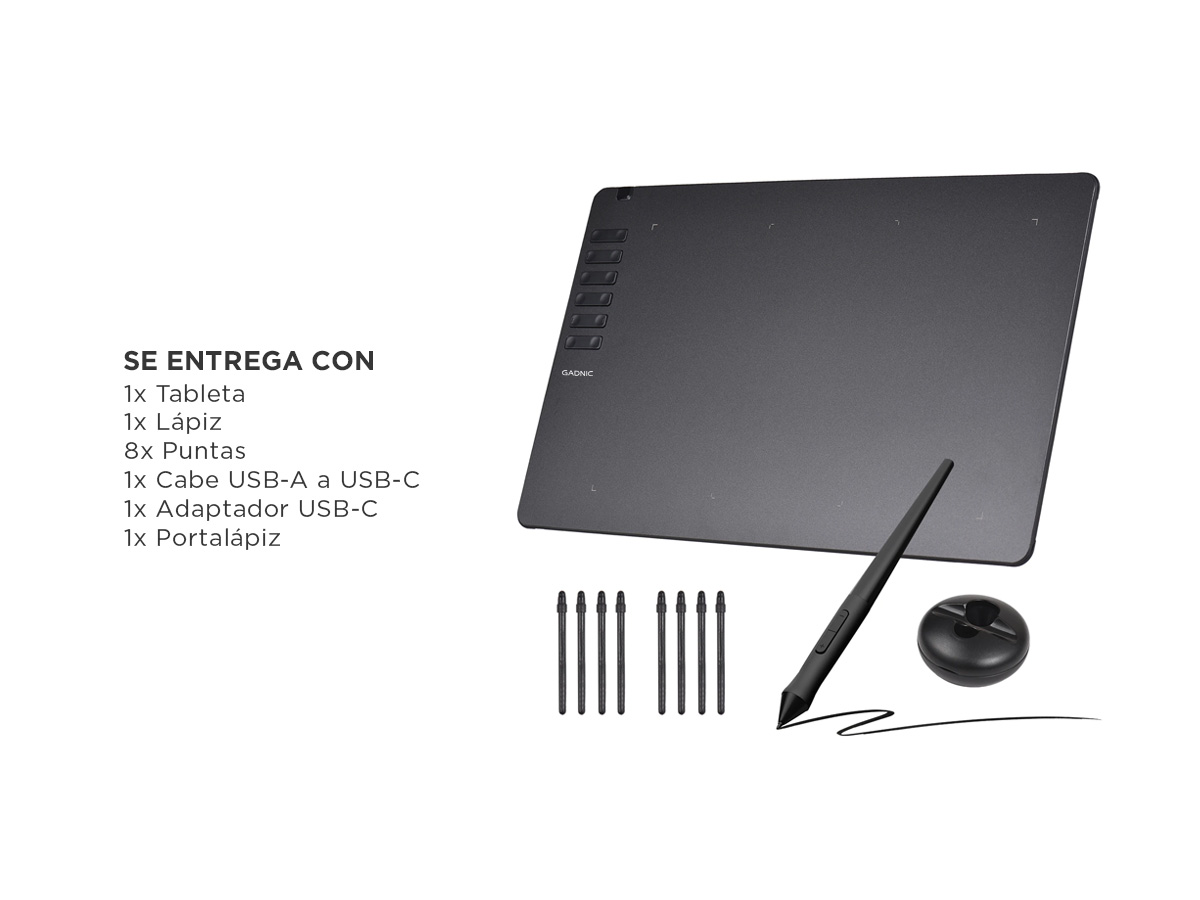 Tableta de Dibujo Gráfico Gadnic 8192 Niveles de Presión | Bidcom
