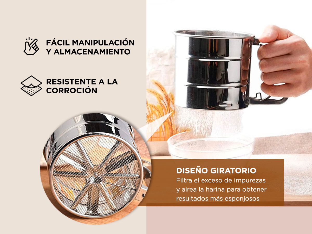Tamizador Harina Gadnic Manual Acero Inoxidable | Bidcom