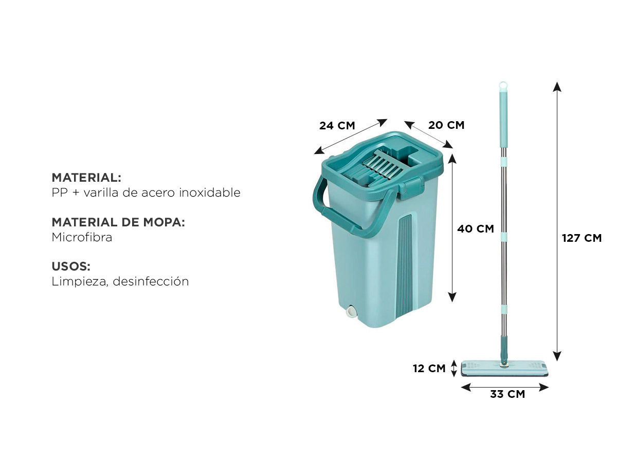 Mopa Gadnic F-MOP Trapeador Plano De Microfibra Con Balde Escurridor ...