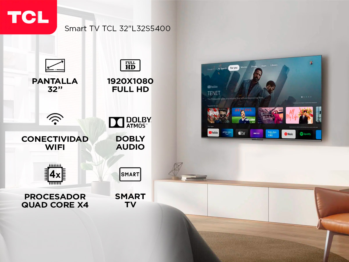 Smart TV TCL L32S5400 32" FHD Android TV | Bidcom