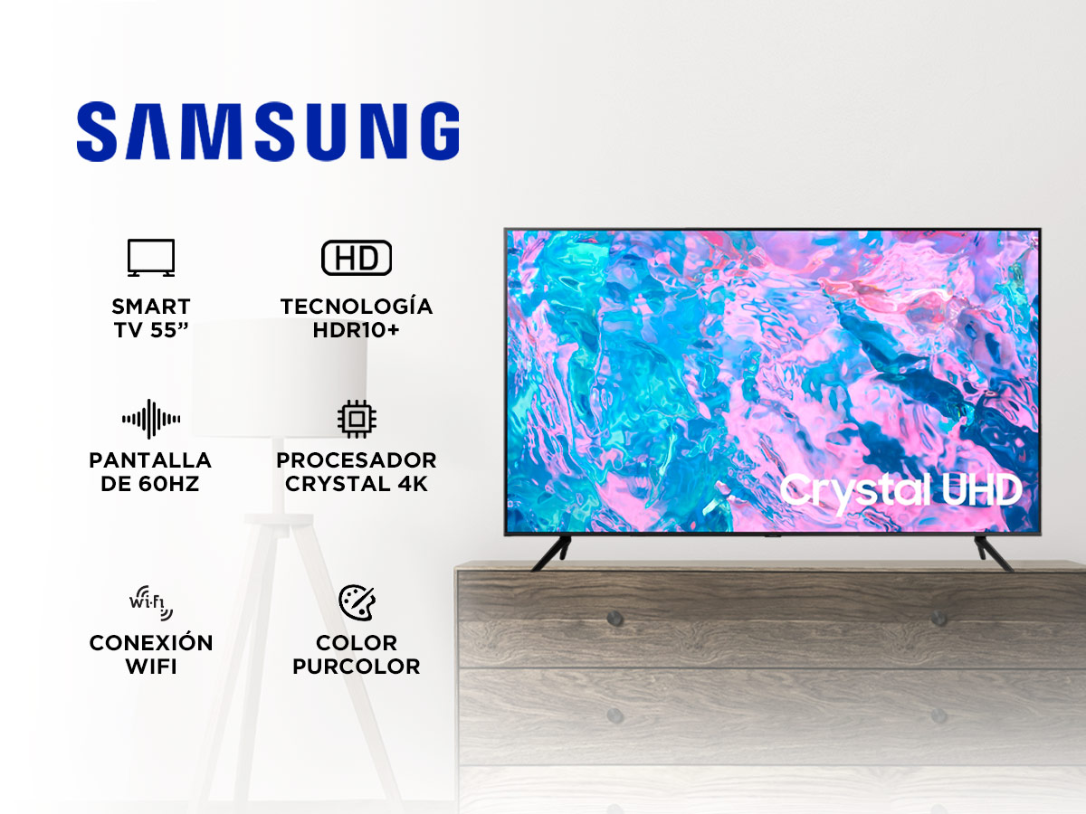 Smart TV Samsung 55"Crystal UHD 4K HDR CU7000 | Bidcom